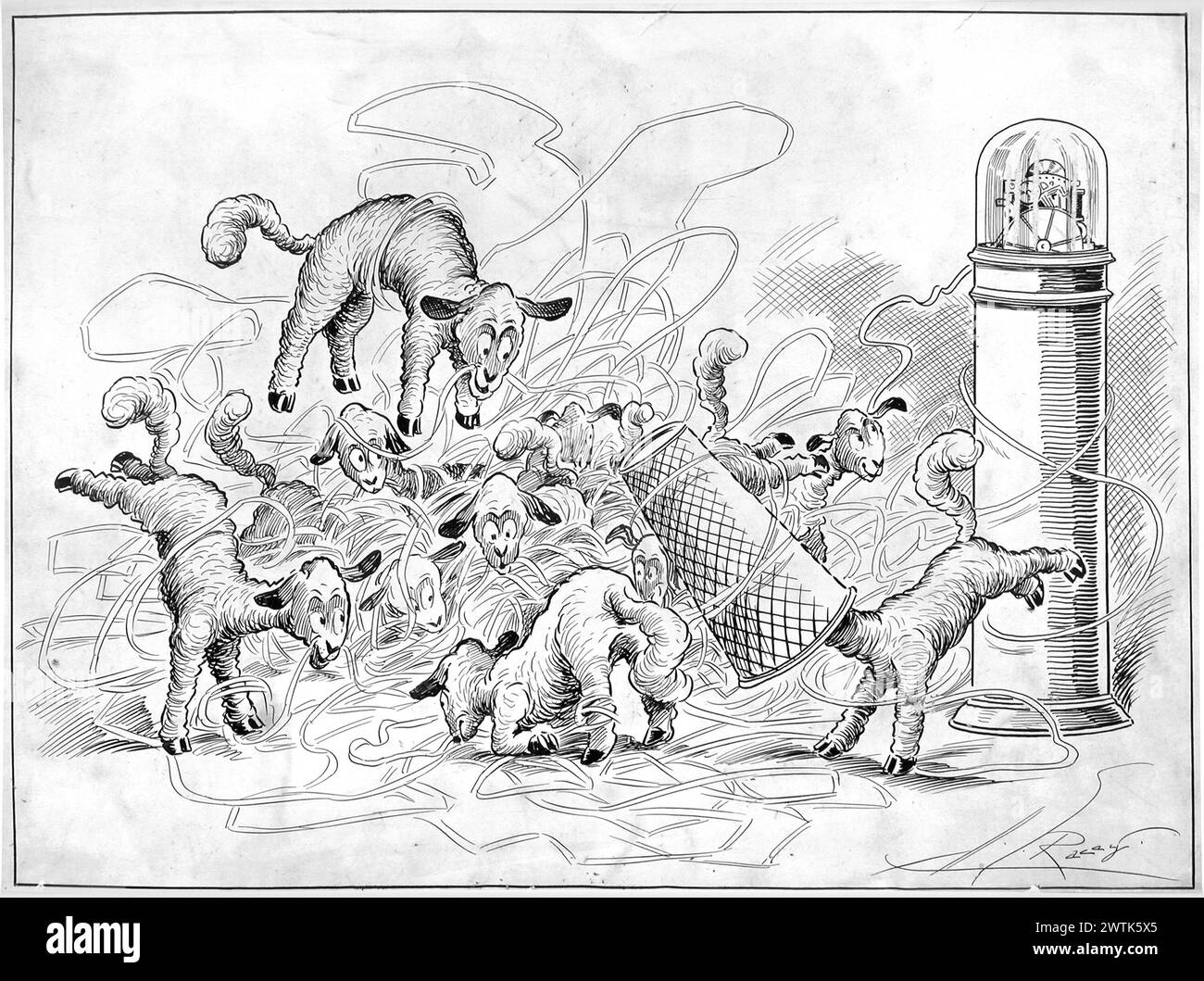 Cartoon - Total Chaos Arthur George Racey (1870-1941 Stock Photo - Alamy