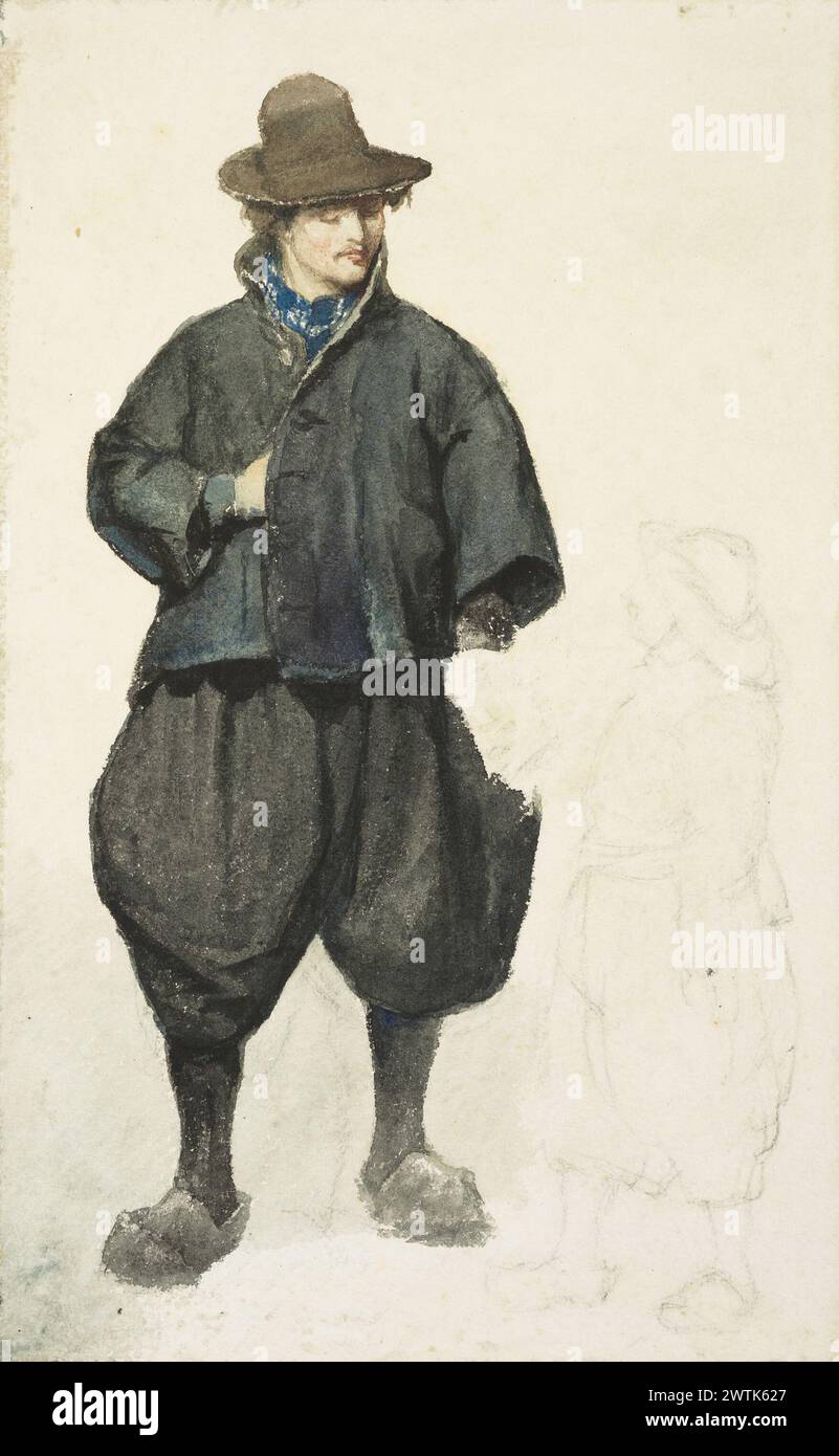 A man in Marken costume (Fisherman) watercolours, works on paper Stock ...