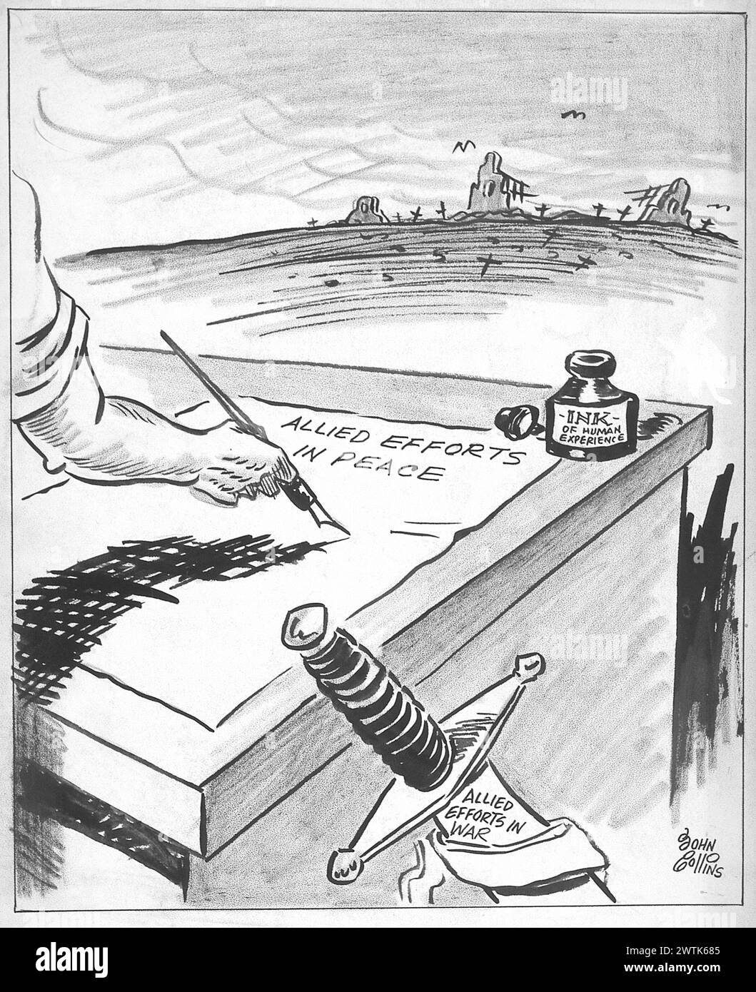 Cartoon - The Pen Must Be as Mighty as the Sword. John Collins (1917 ...