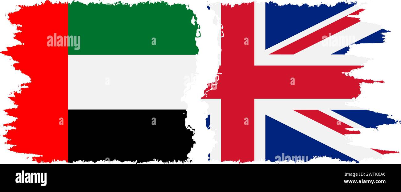 UK and United Arab Emirates grunge flags connection, vector Stock ...