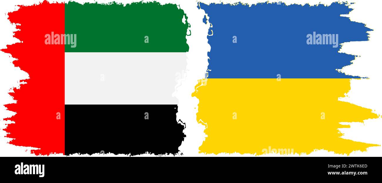 Ukraine and United Arab Emirates grunge flags connection, vector Stock ...