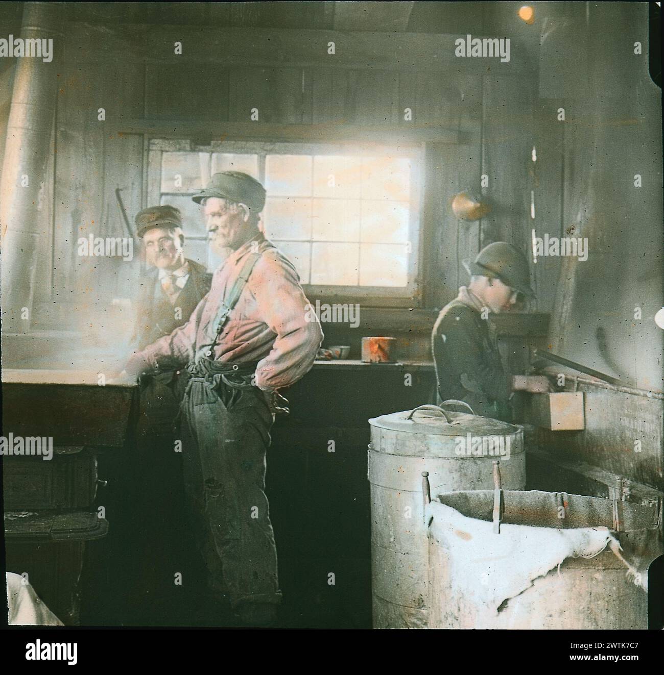 Transparency - Sugaring off (boiling sap), QC(?), about 1930 Stock ...