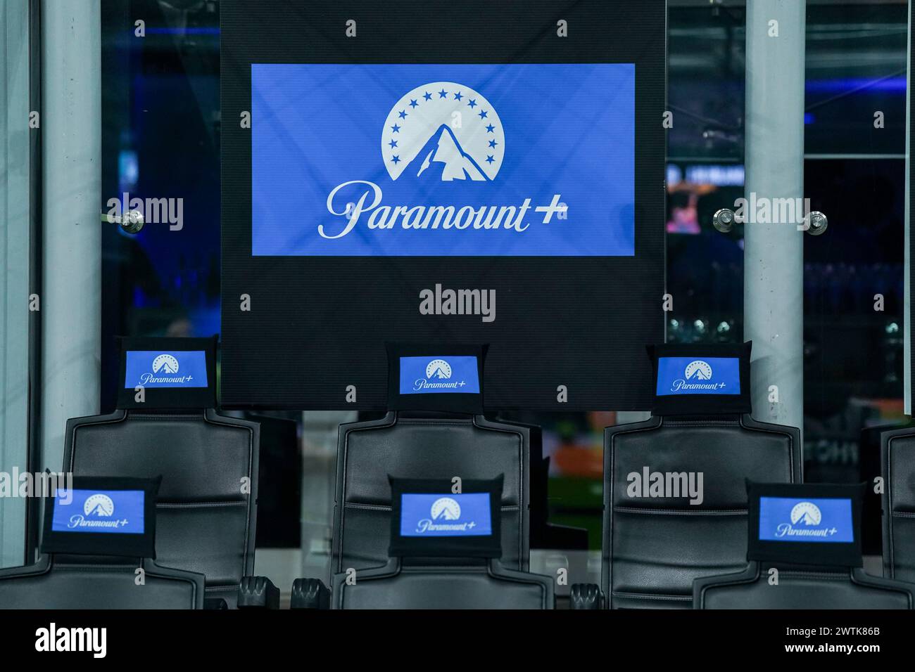 Milan, Italy, March 17th 2024: Paramount screen during the Seria A ...