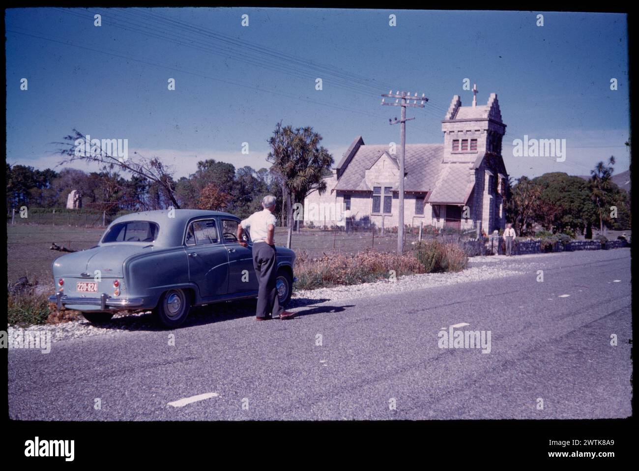Roadside church, St Oswald's near Wharanui, built of multi-coloured ...