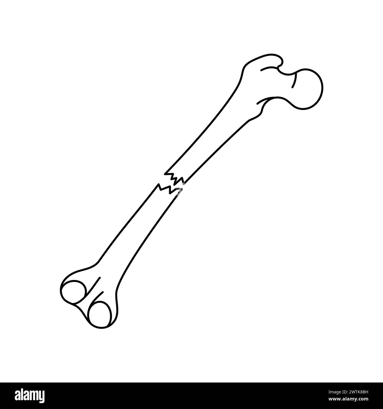Closed Bone Fracture Line Icon Vector Isolated Element Editable Stroke Stock Vector Image