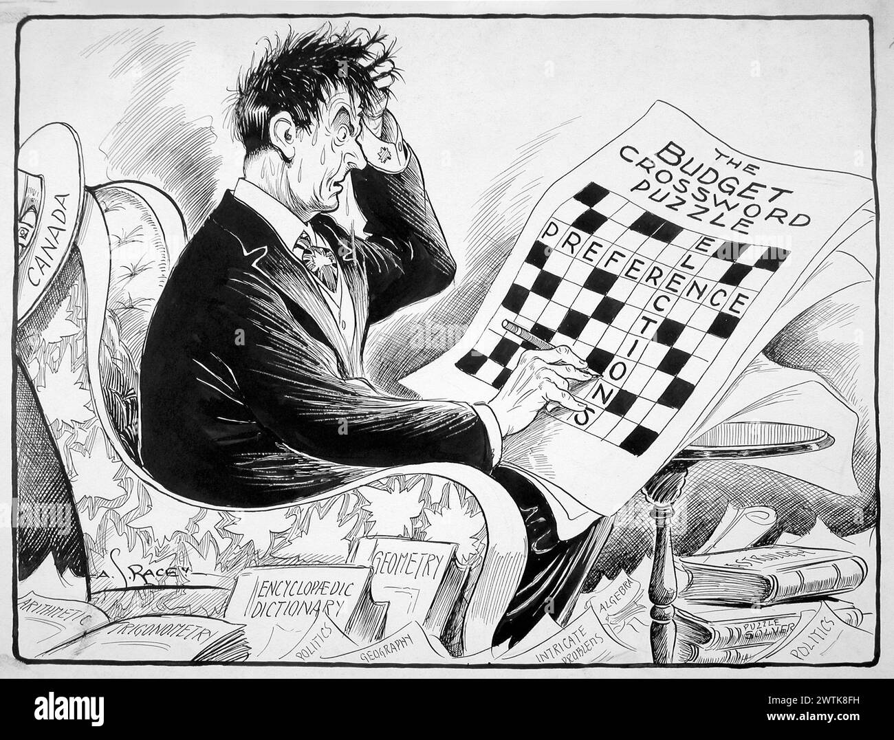Cartoon - The Puzzling Crossword Puzzle Arthur George Racey (1870-1941 ...