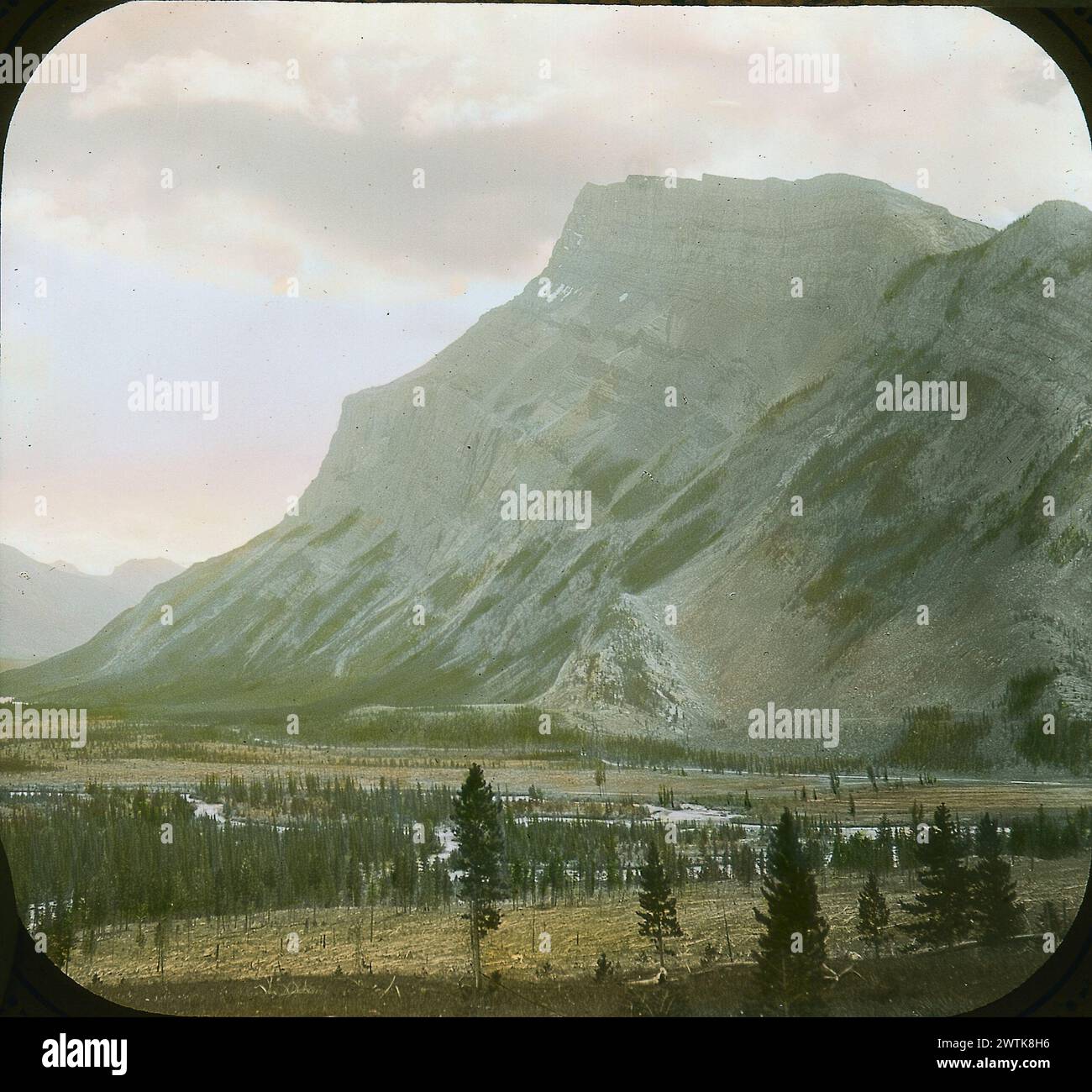 Transparency - Eastern face of Mount Rundle, Banff, AB, about 1910 ...