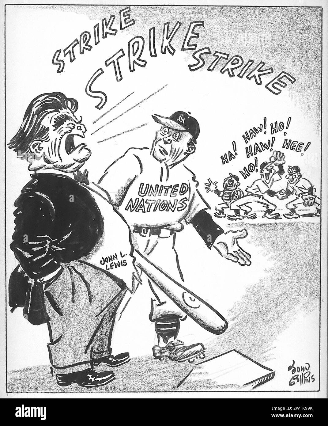 Cartoon - Just Whose Side Is He On. John Collins (1917-2007 Stock Photo ...