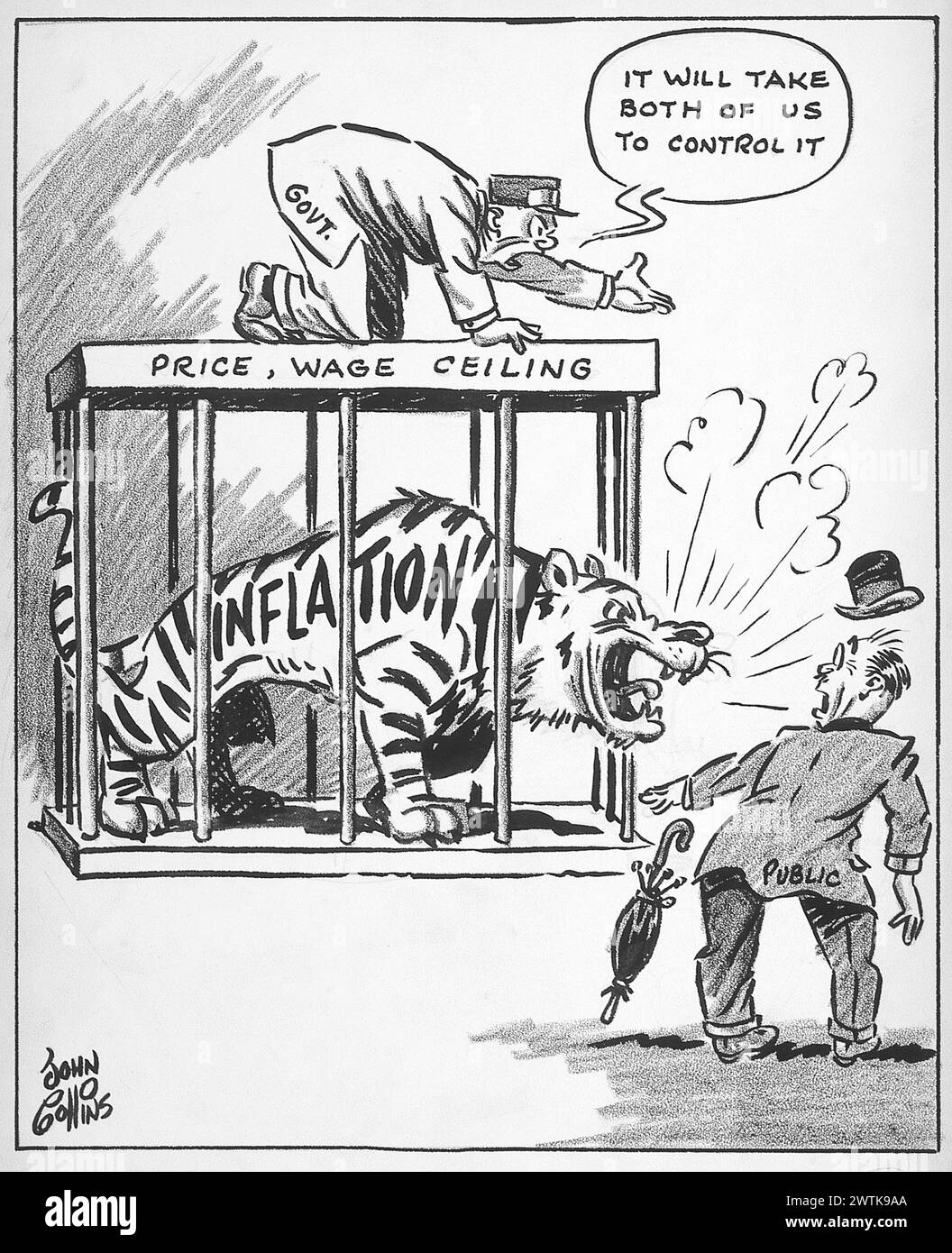 Cartoon - Keep the Lid On. John Collins (1917-2007 Stock Photo - Alamy