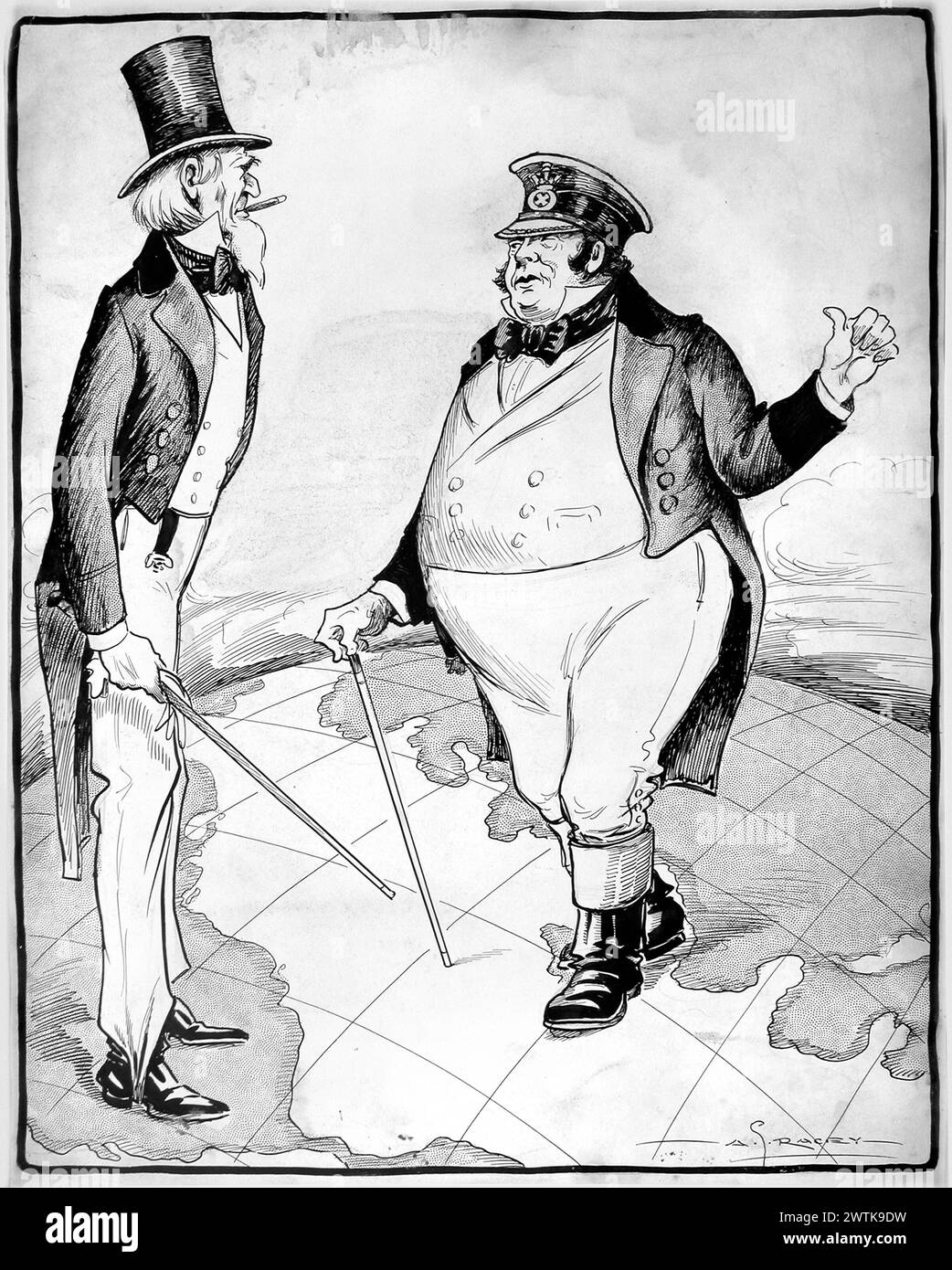 Cartoon - Meeting Between Uncle Sam and John Bull Arthur George Racey ...