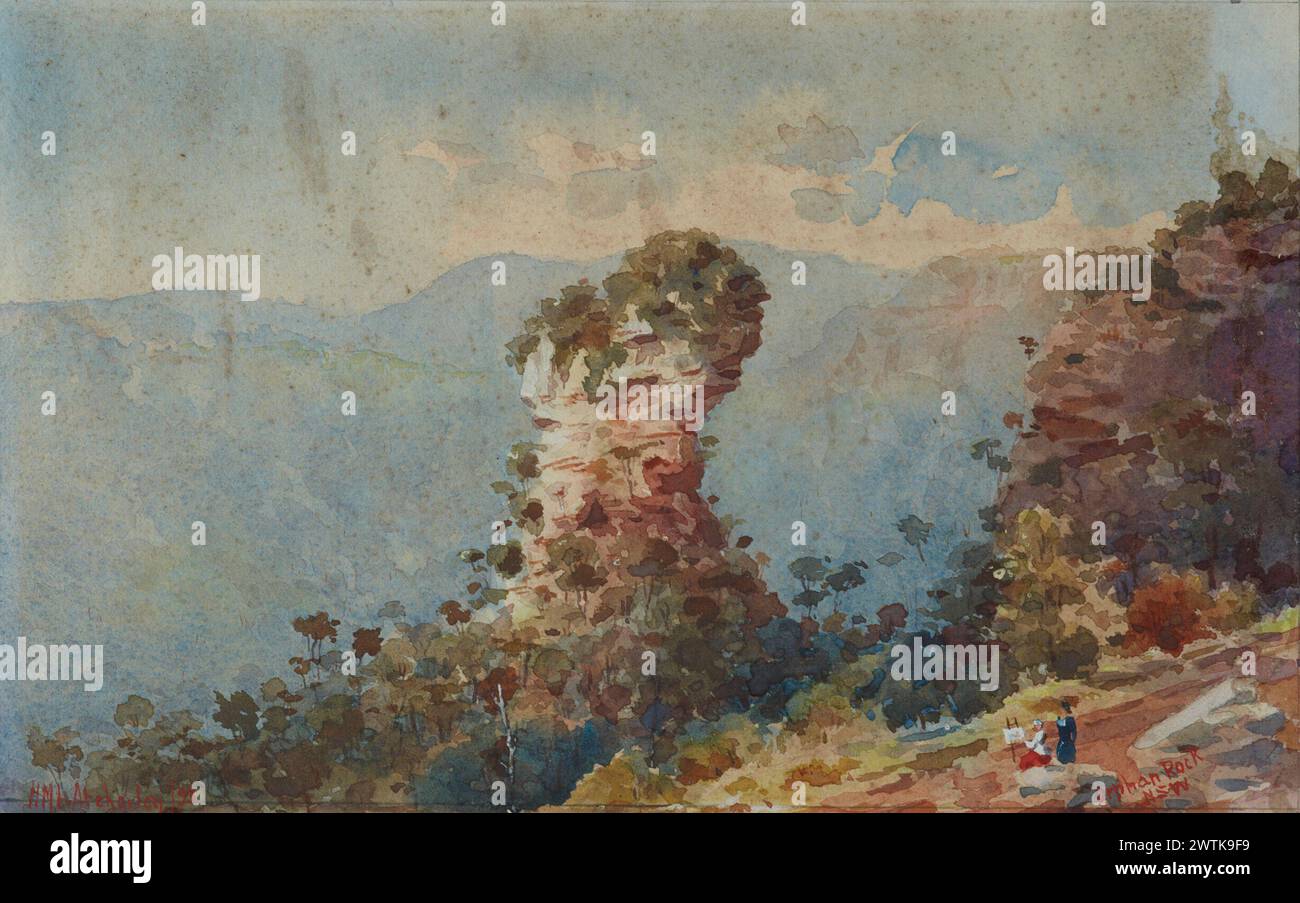 Orphan Rock, Katoomba, Blue Mountains watercolours, works on paper ...