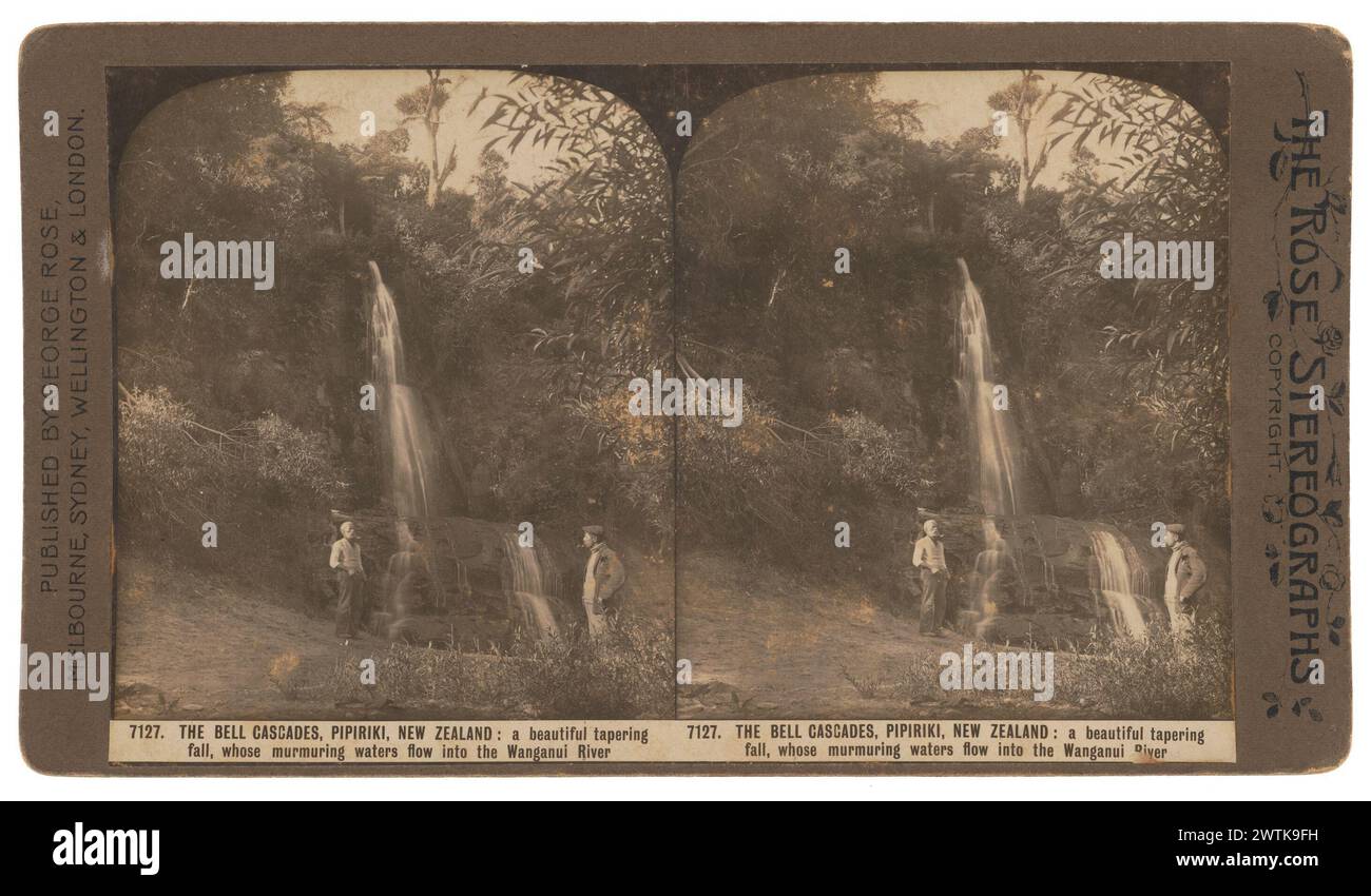 The Bell Cascades, Pipiriki stereoscopic photographs, gelatin silver ...