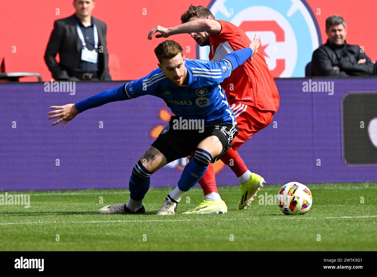 CF Montréal defender Joel Waterman (16) and Chicago Fire's Hugo Cuypers ...