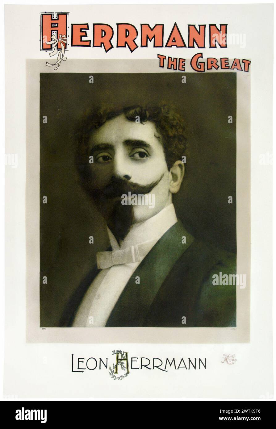 Magic poster - Herrmann The Great Co. - Leon Hermann Stock Photo - Alamy