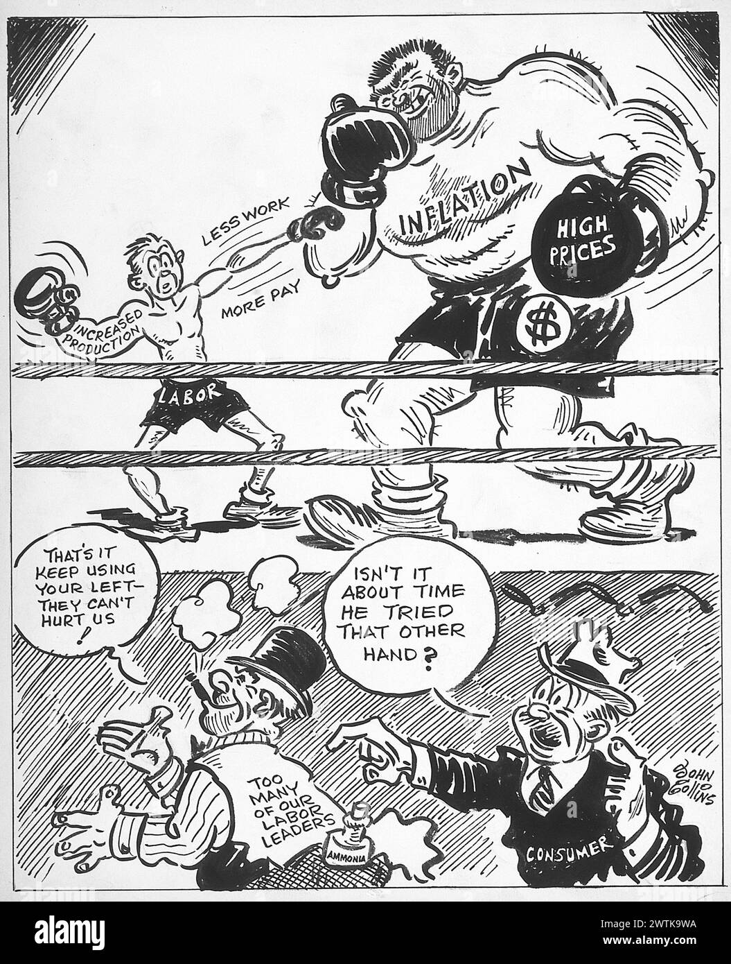 Cartoon - Using the Wrong Tactics. John Collins (1917-2007 Stock Photo ...