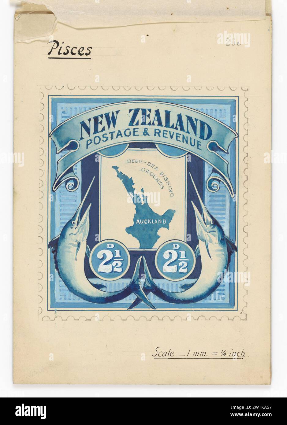 Unaccepted design for two and a half penny 1935 pictorial stamp design ...