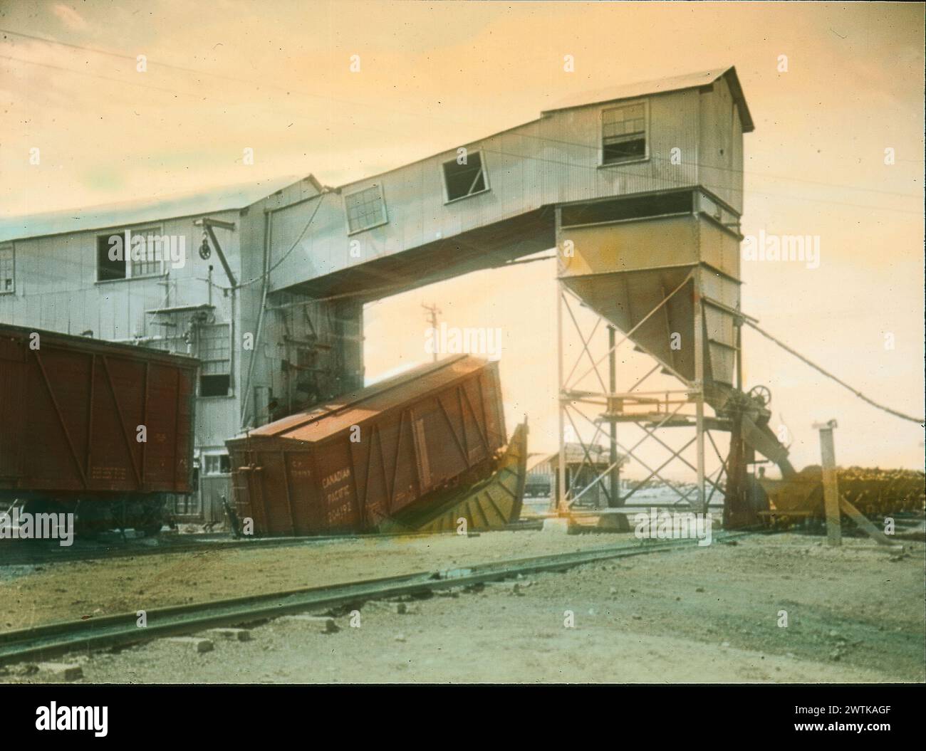 Transparency - Canadian Pacific boxcar at coal mine head, Lethbridge ...