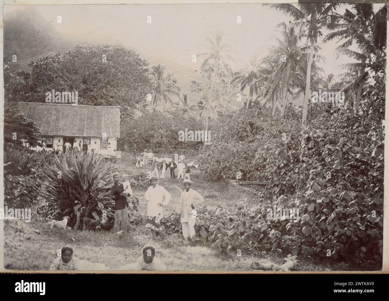 Group of people. From the album: Cook Islands black-and-white prints ...