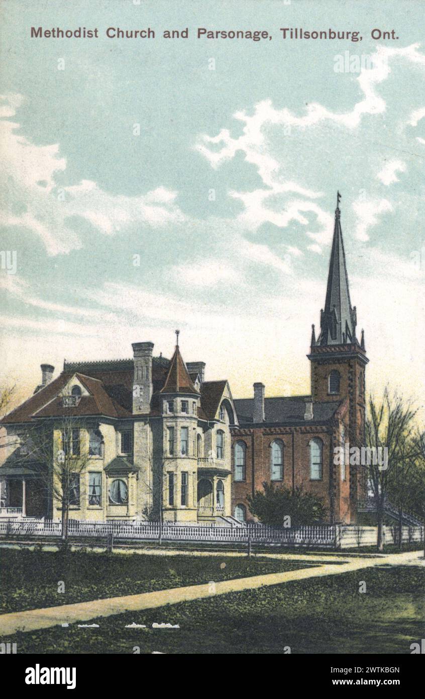 Collotype - Methodist Church and Parsonage, Tillsonburg, ON, about 1910 ...