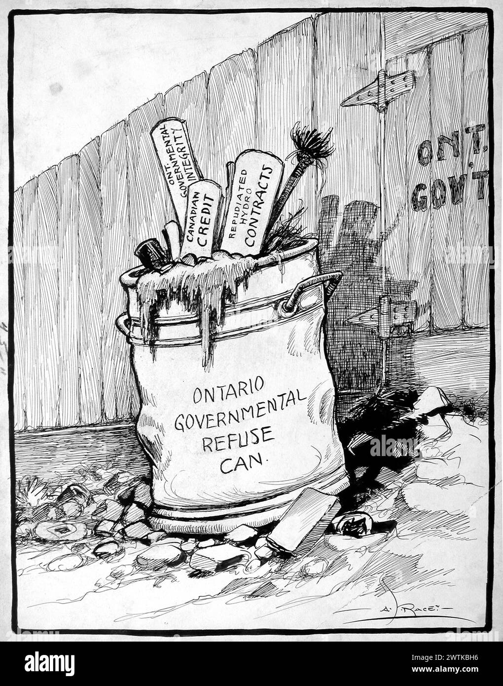 Cartoon - Ontario's Refuse Can Arthur George Racey (1870-1941 Stock ...