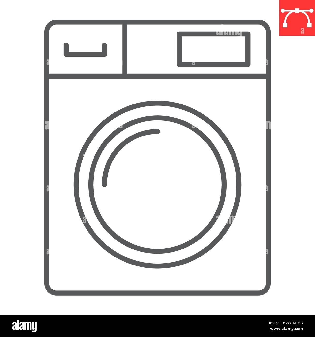Washing machine line icon, home appliances and laundry, dryer machine ...