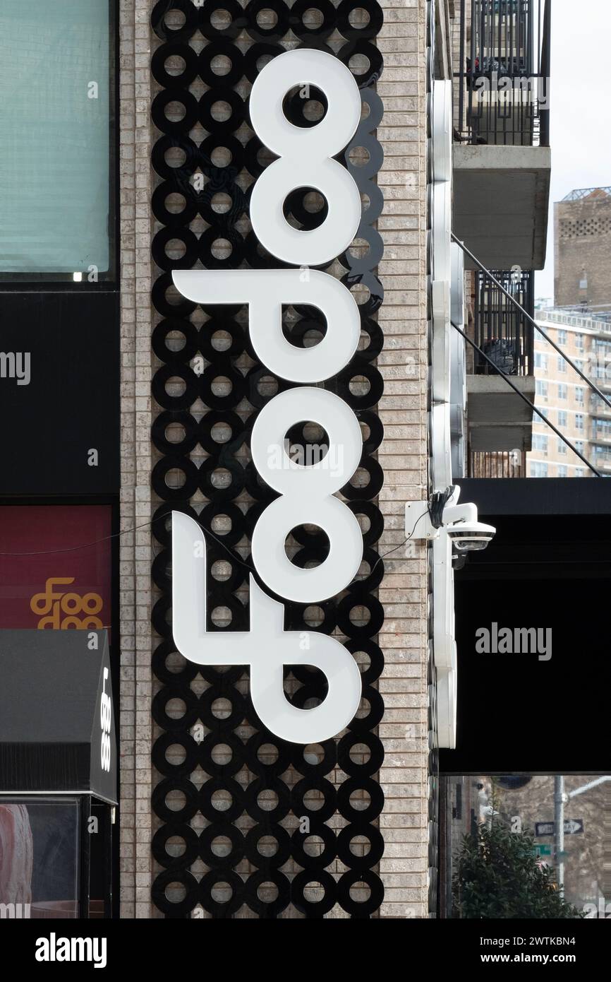 The sign and logo for Foodoo, an upscale Kosher supermarket on ...