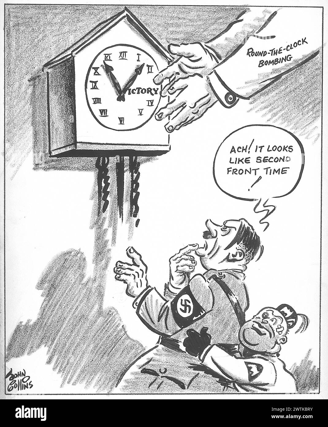 Cartoon - Setting the Clock. John Collins (1917-2007 Stock Photo - Alamy
