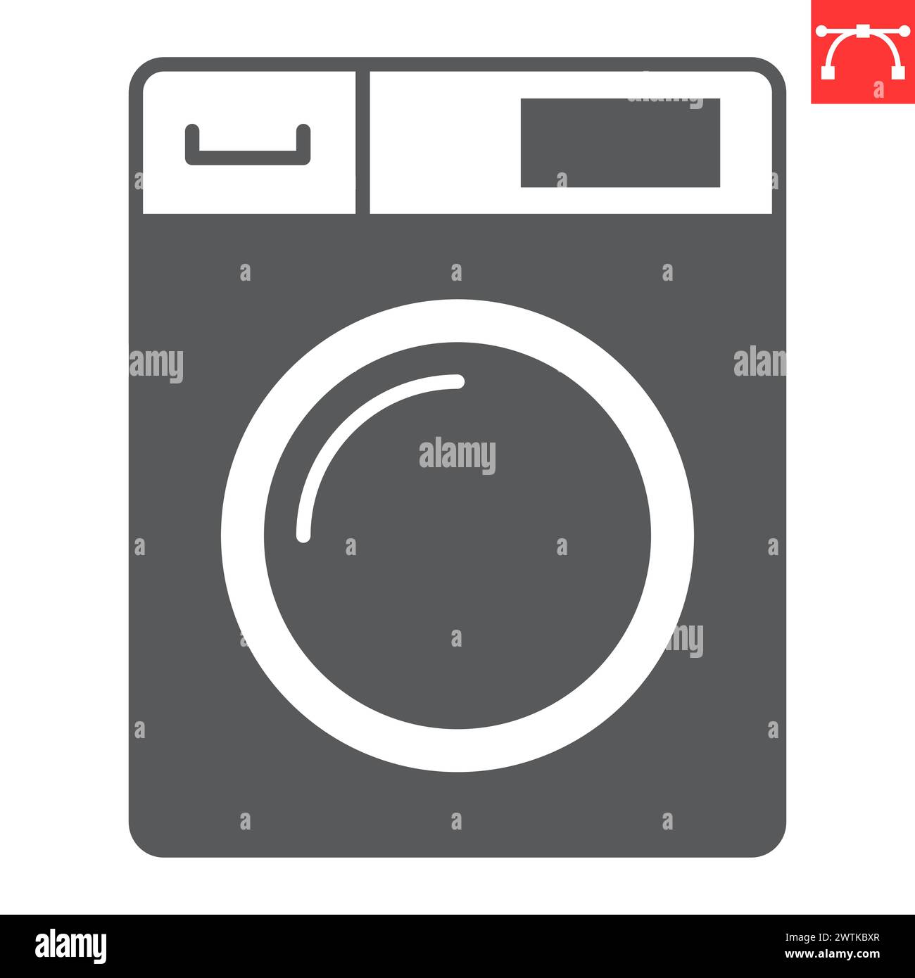 Washing machine glyph icon, home appliances and laundry, dryer machine ...