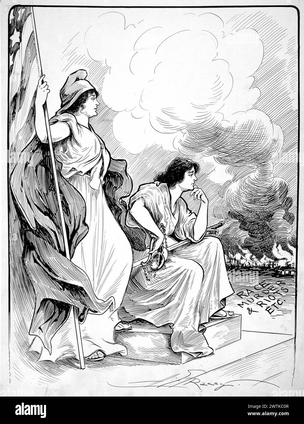 Cartoon - U.S Liberty and U.S. Justice Arthur George Racey (1870-1941 ...