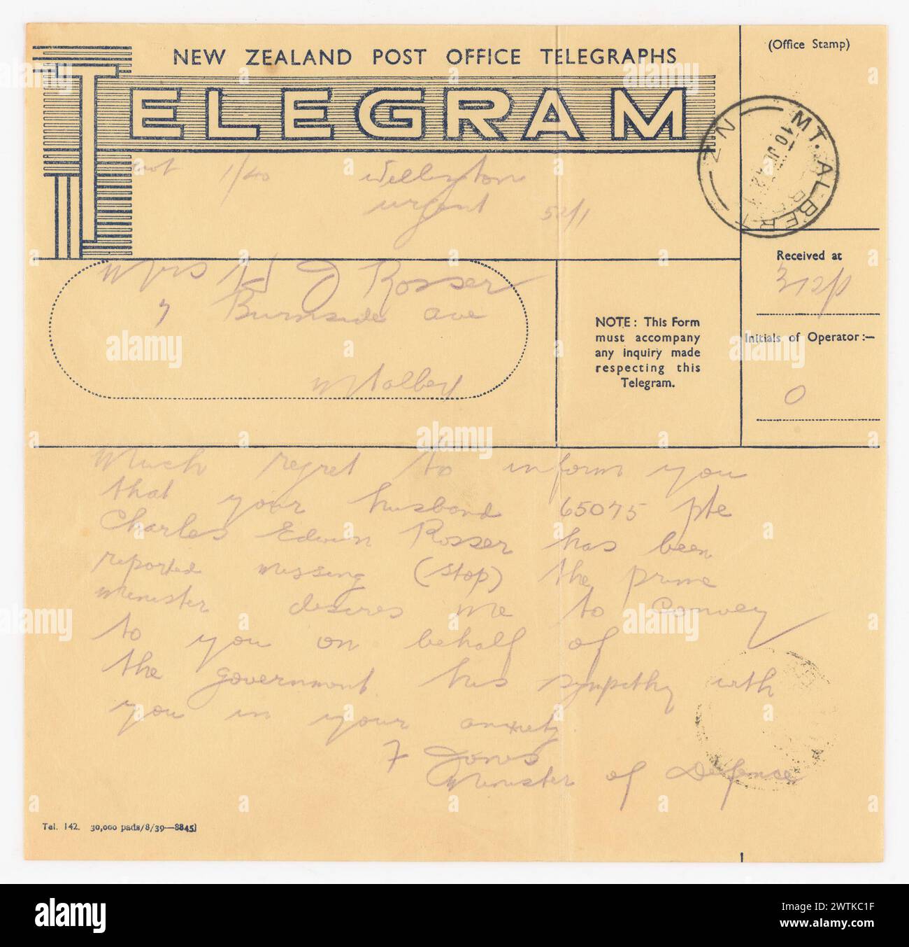 Telegram, WWII telegrams Stock Photo - Alamy