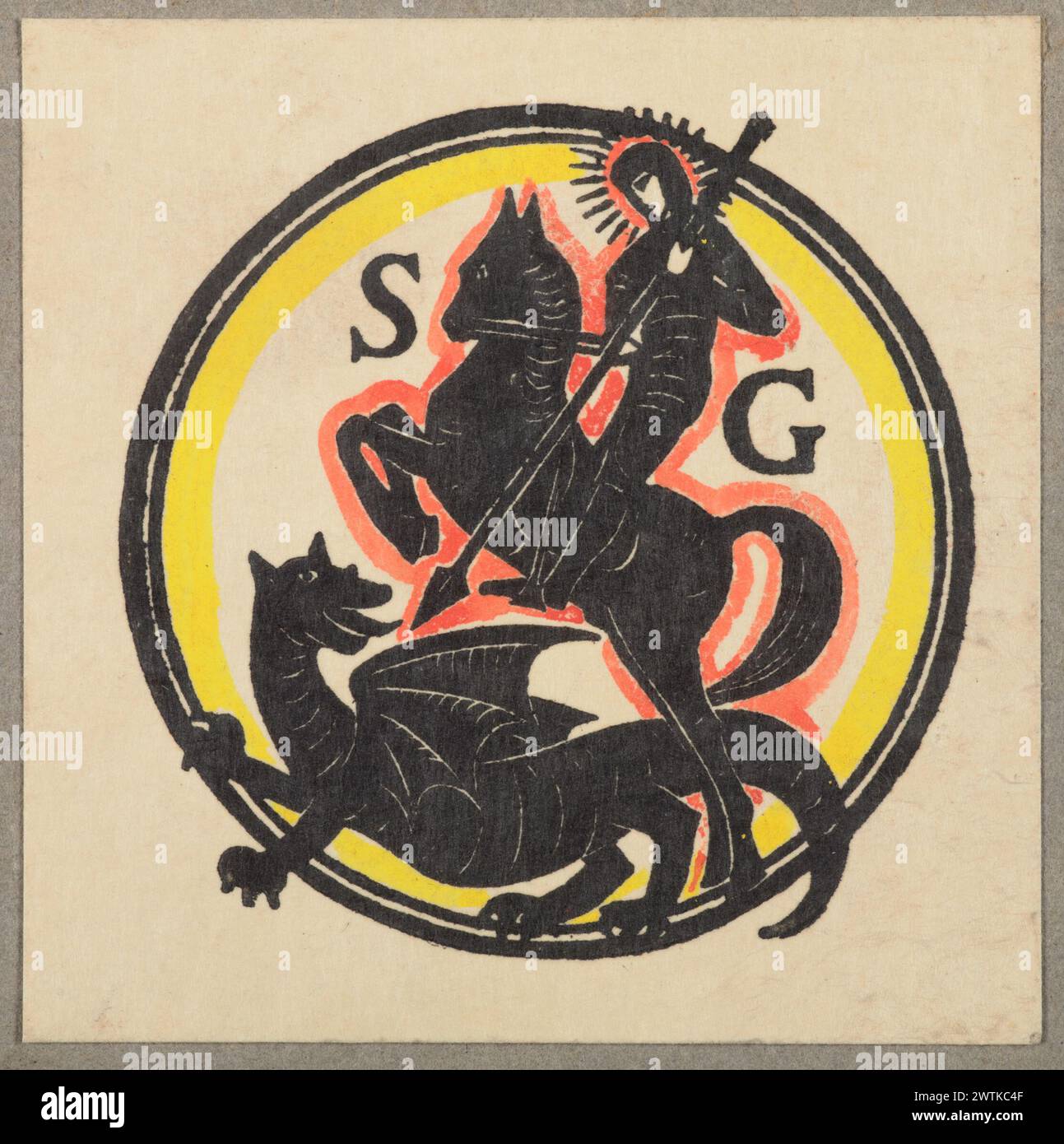 St George and the dragon. prints, line blocks, works on paper Stock ...