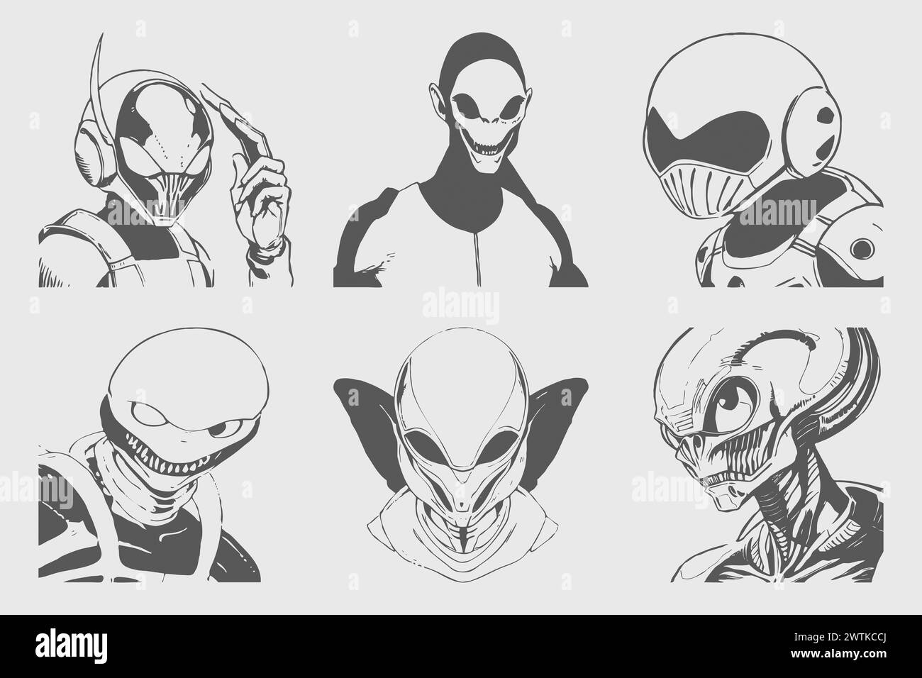 Alien tattoo design Black and White Stock Photos & Images - Alamy