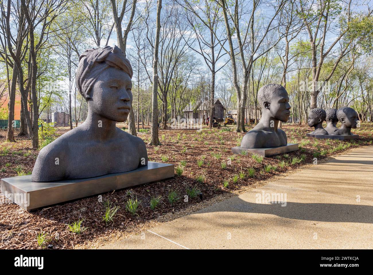 "Black Renaissance," by Rayvenn D'Clark, bronze, 2023, during a media ...