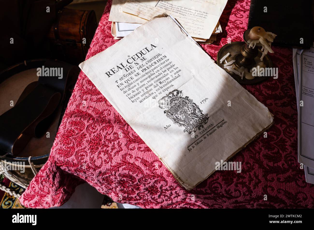 Interior of "La Coronela" officials tent at the replica of a camp ...