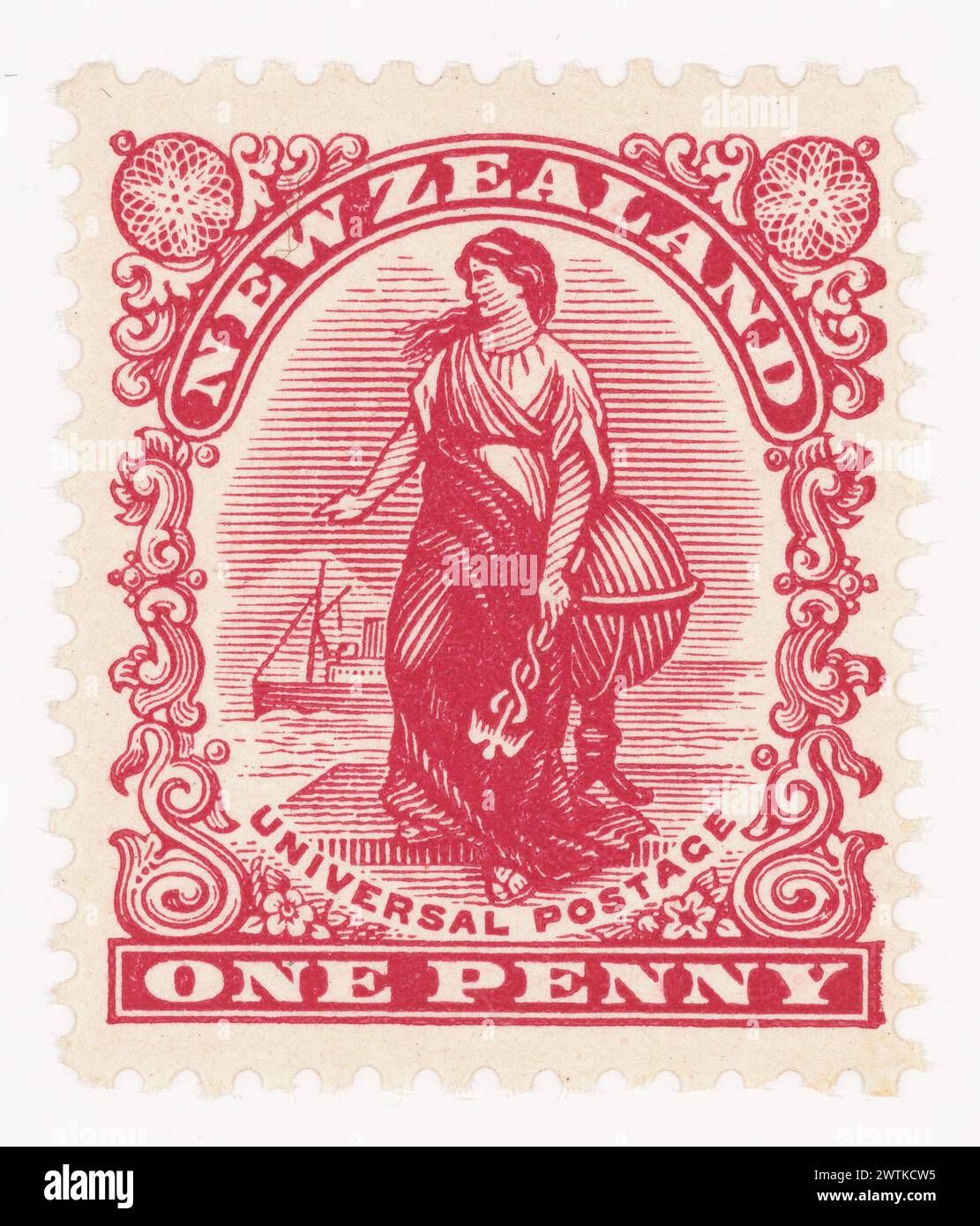 Issued one penny 'Penny Universal' stamp in carmine Visual and Verbal ...