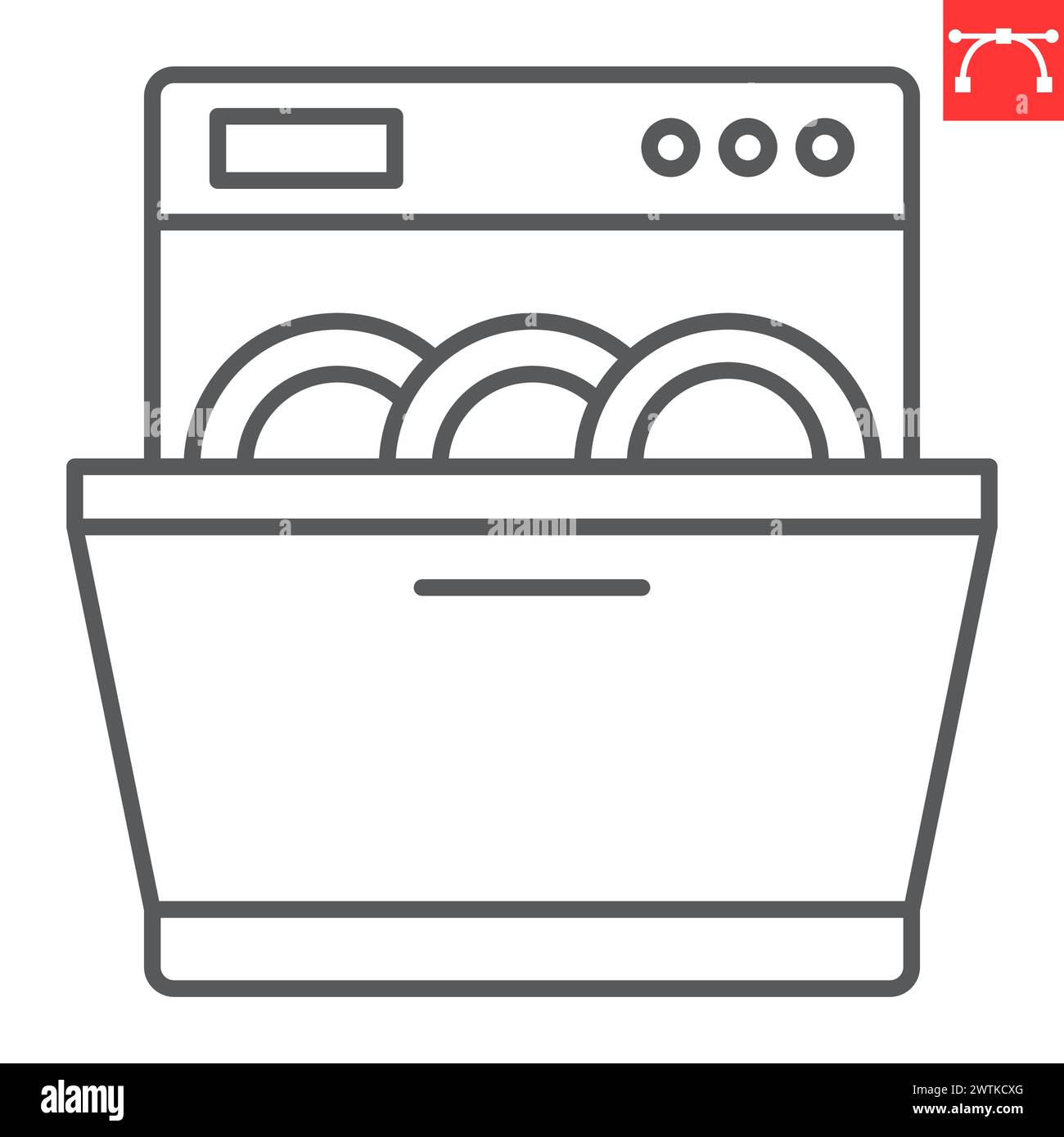 Dishwasher line icon, home appliances and kitchen equipment ...