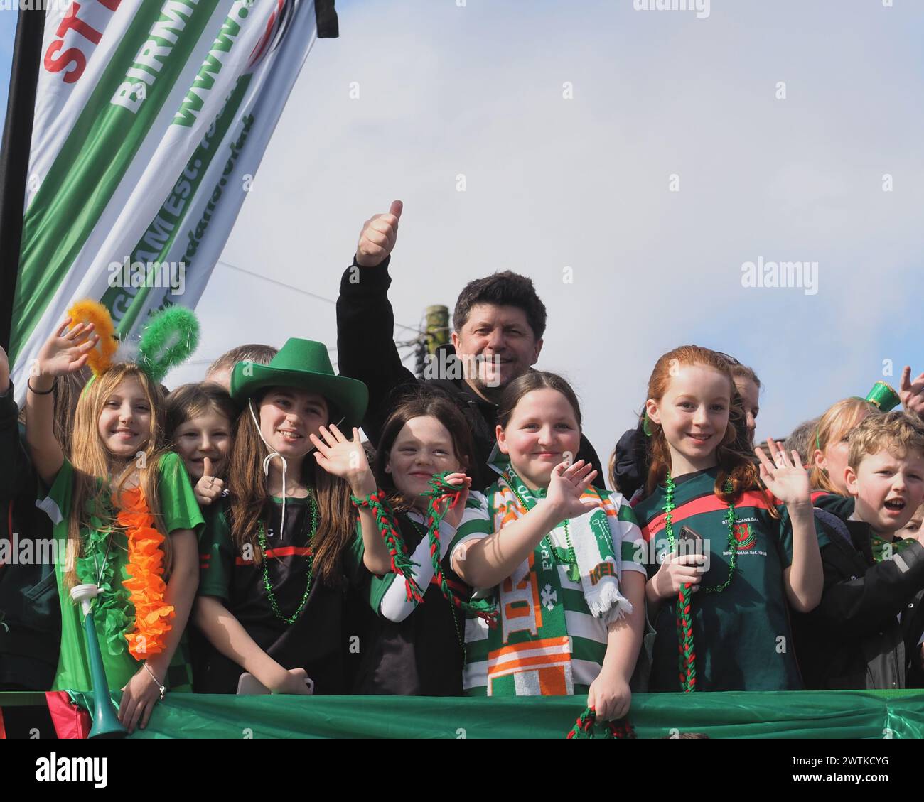 Birmingham, UK. 17th March, 2024. St Patrick's Day Parade 2024 makes a ...