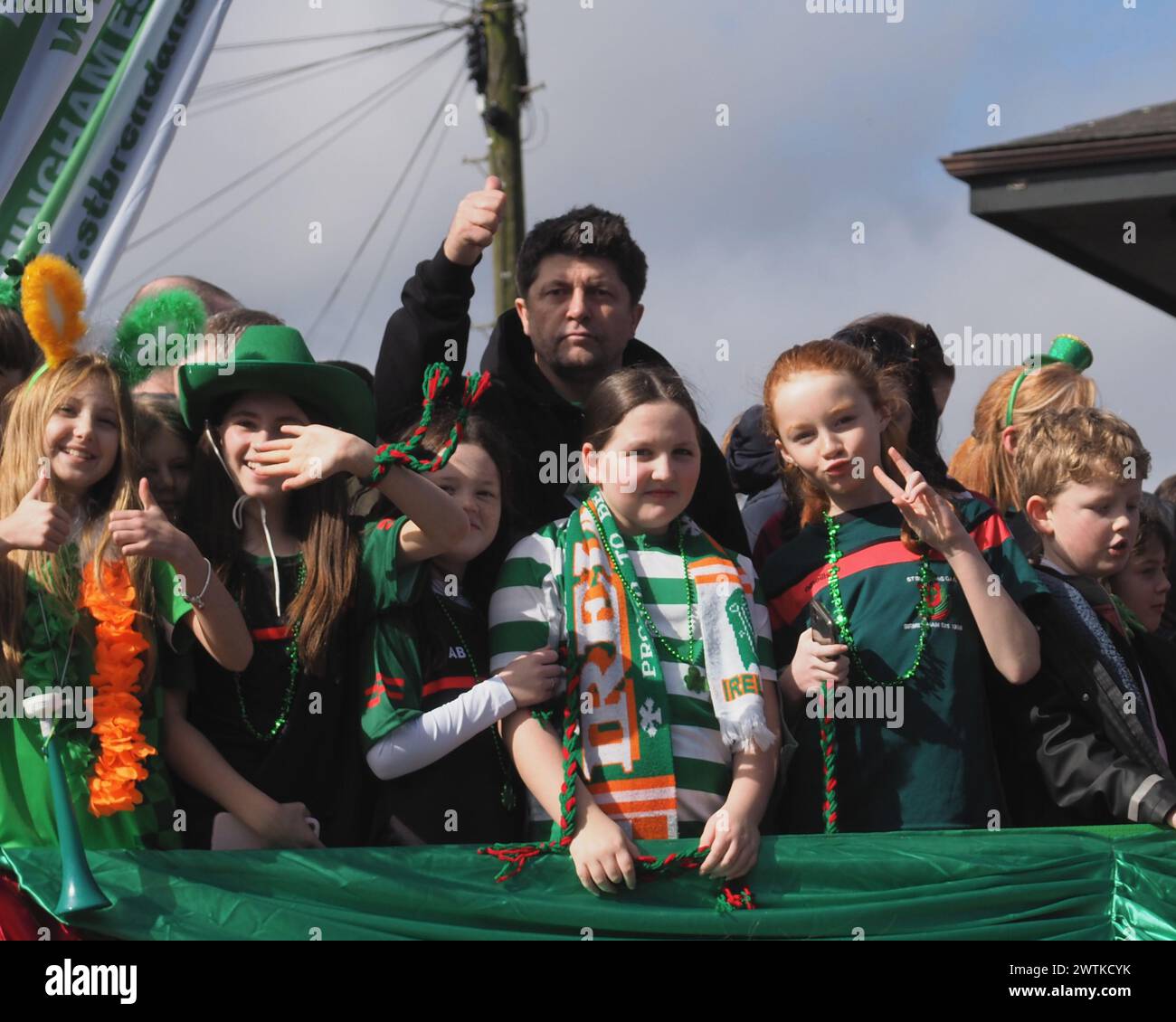 Birmingham, UK. 17th March, 2024. St Patrick's Day Parade 2024 makes a ...