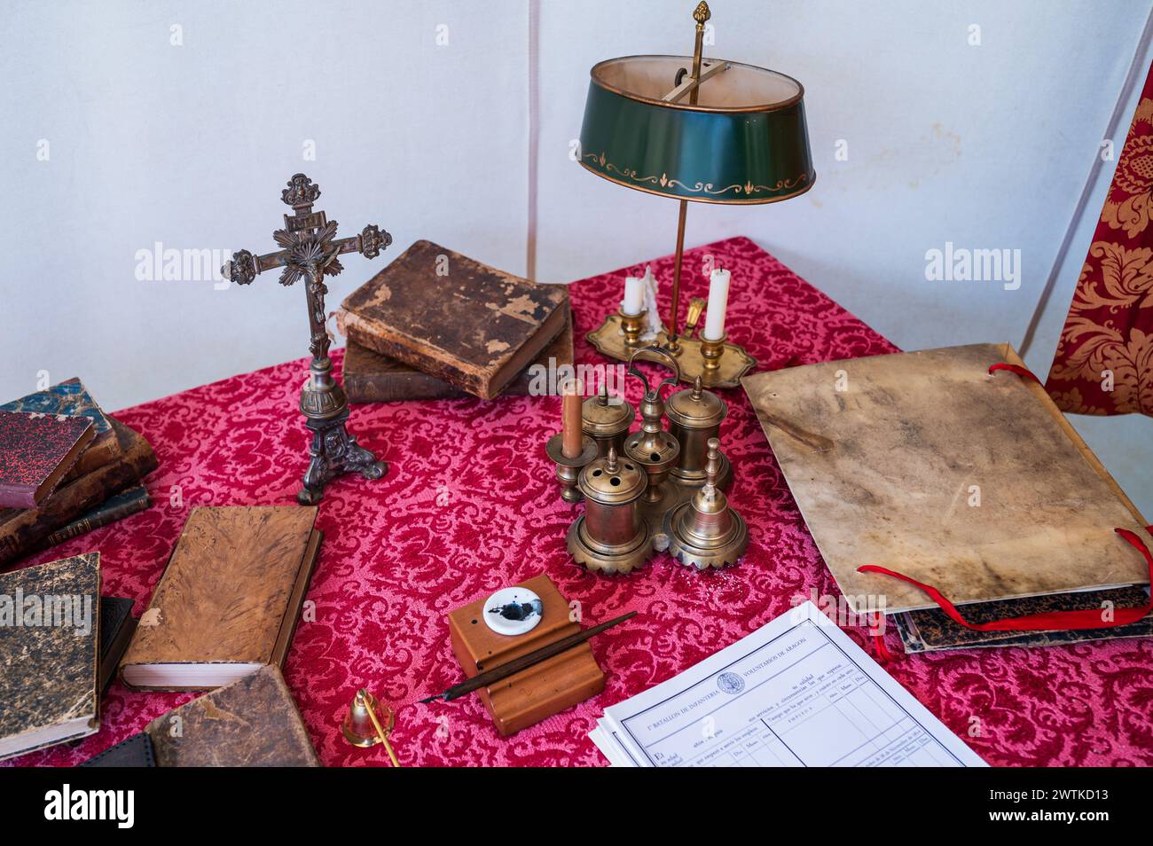 Interior of "La Coronela" officials tent at the replica of a camp ...