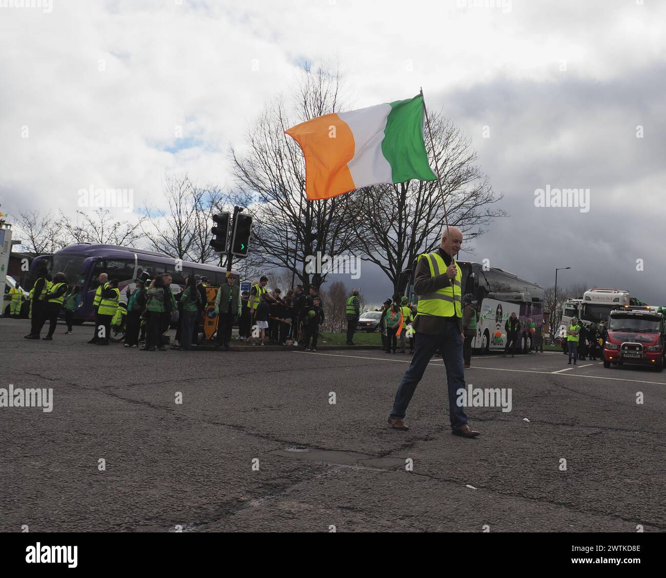 Birmingham, UK. 17th March, 2024. St Patrick's Day Parade 2024 makes a ...