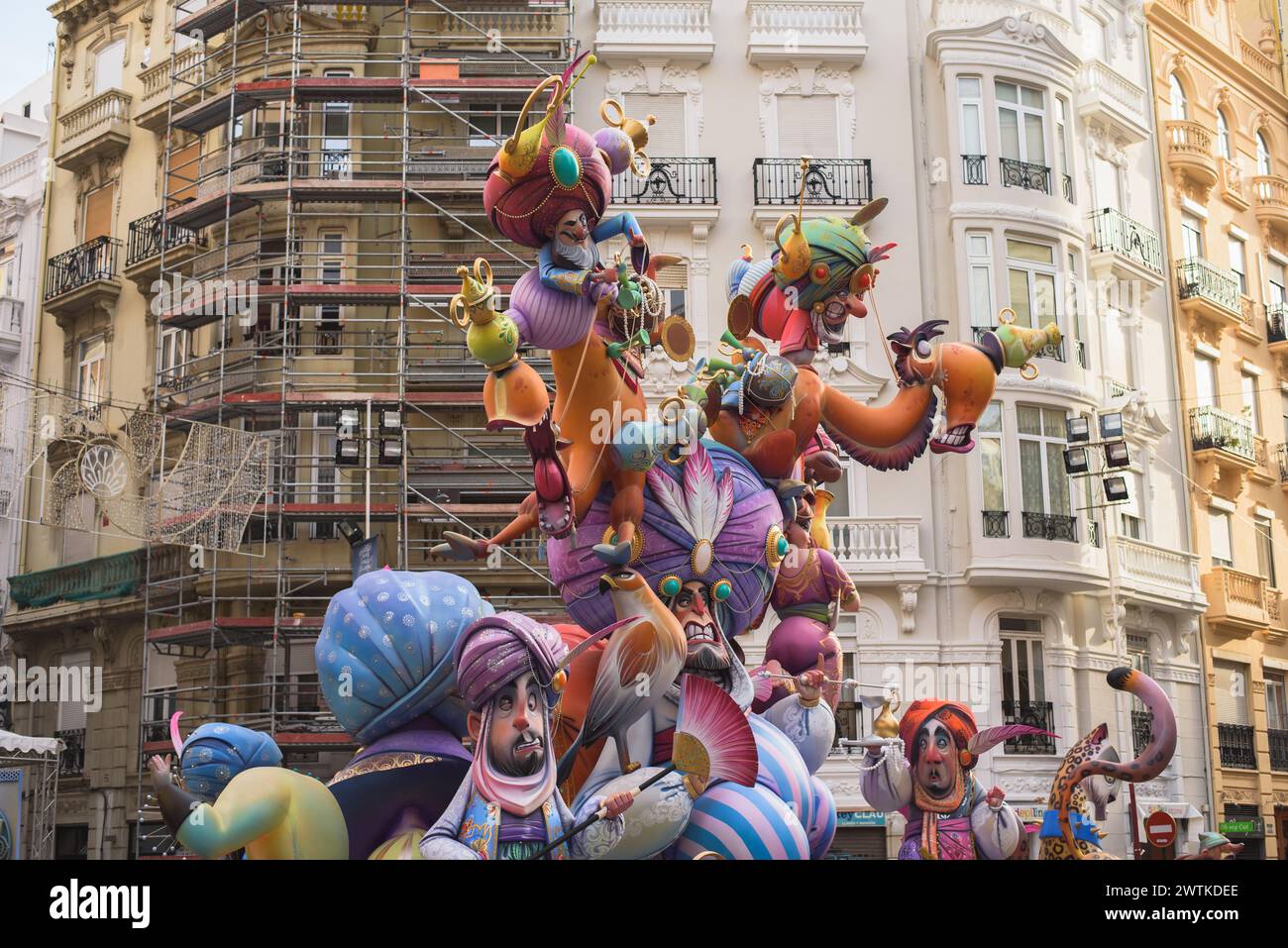 Traditional ninot figures at the Fallas festival in Valencia, Spain ...