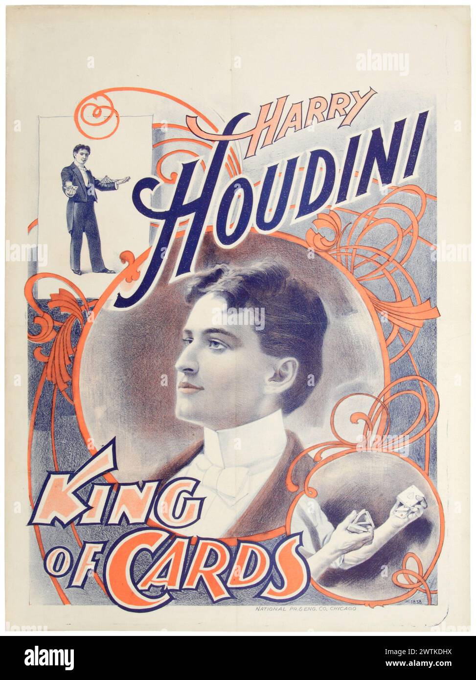 Magic poster - Harry Houdini King of Cards Stock Photo - Alamy