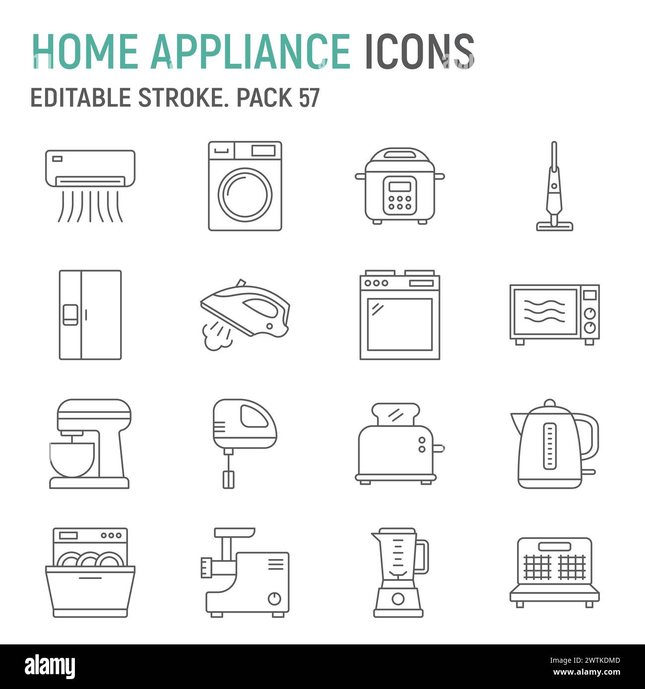 Home appliances line icon set, household collection, vector graphics ...