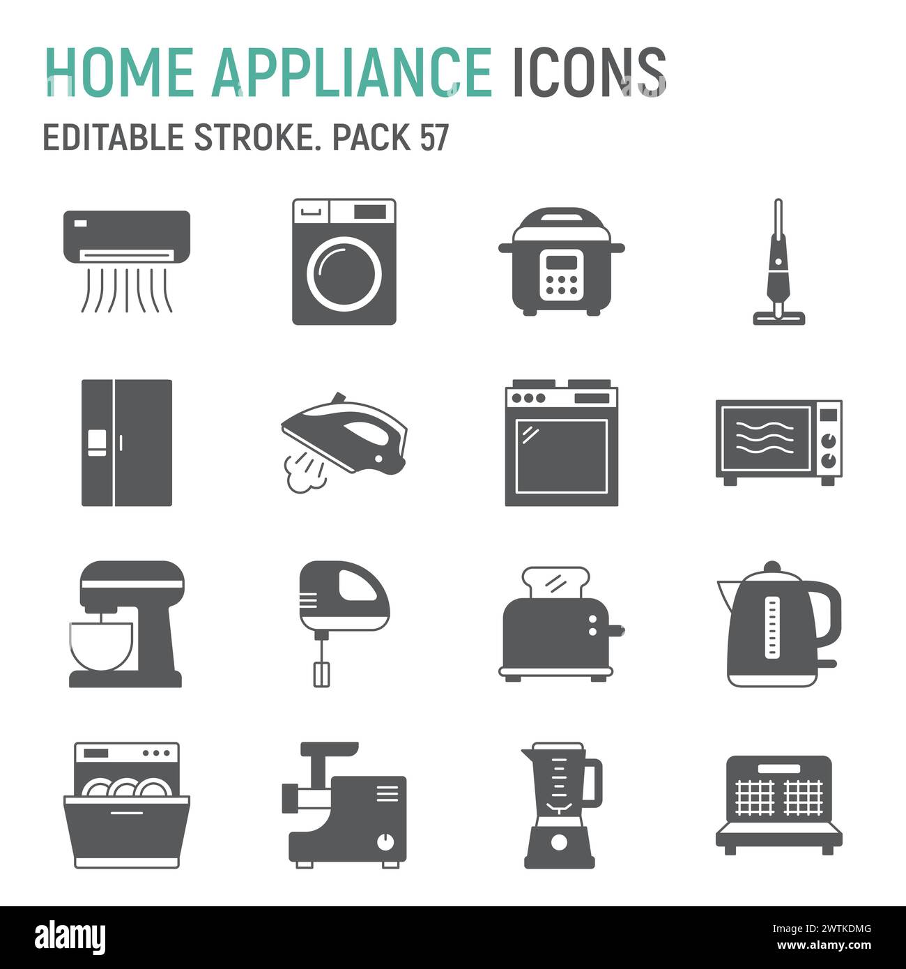 Home appliances glyph icon set, household collection, vector graphics ...