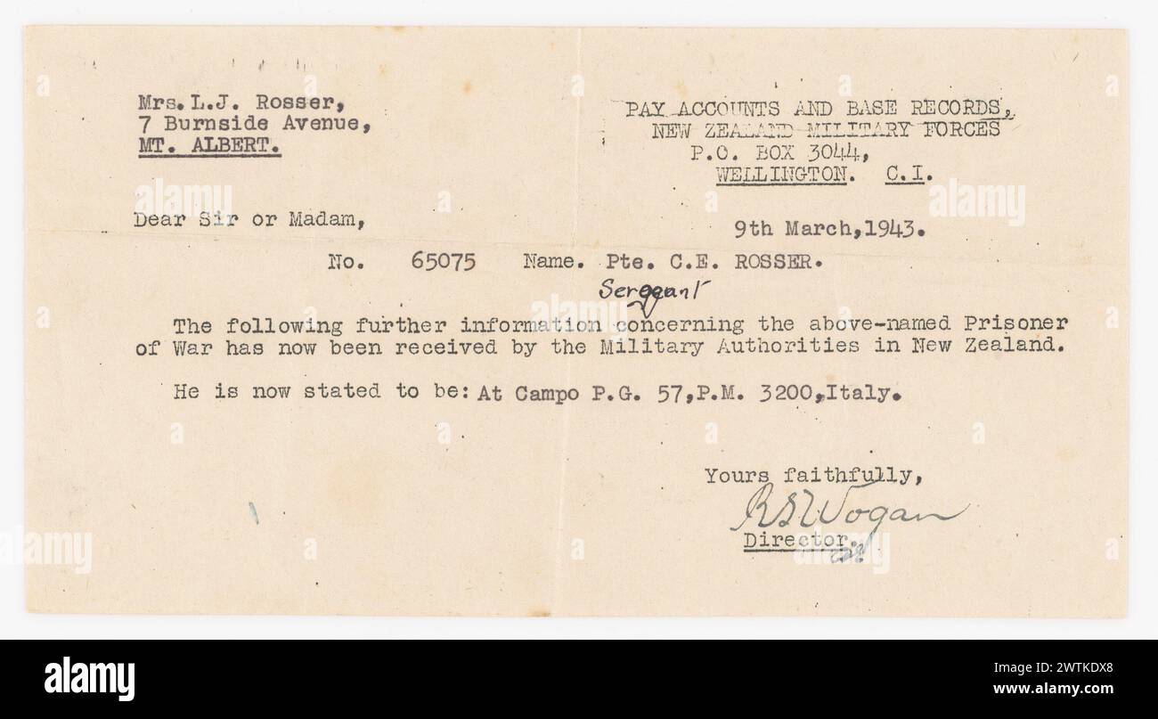 Letter, WWII letters Stock Photo - Alamy