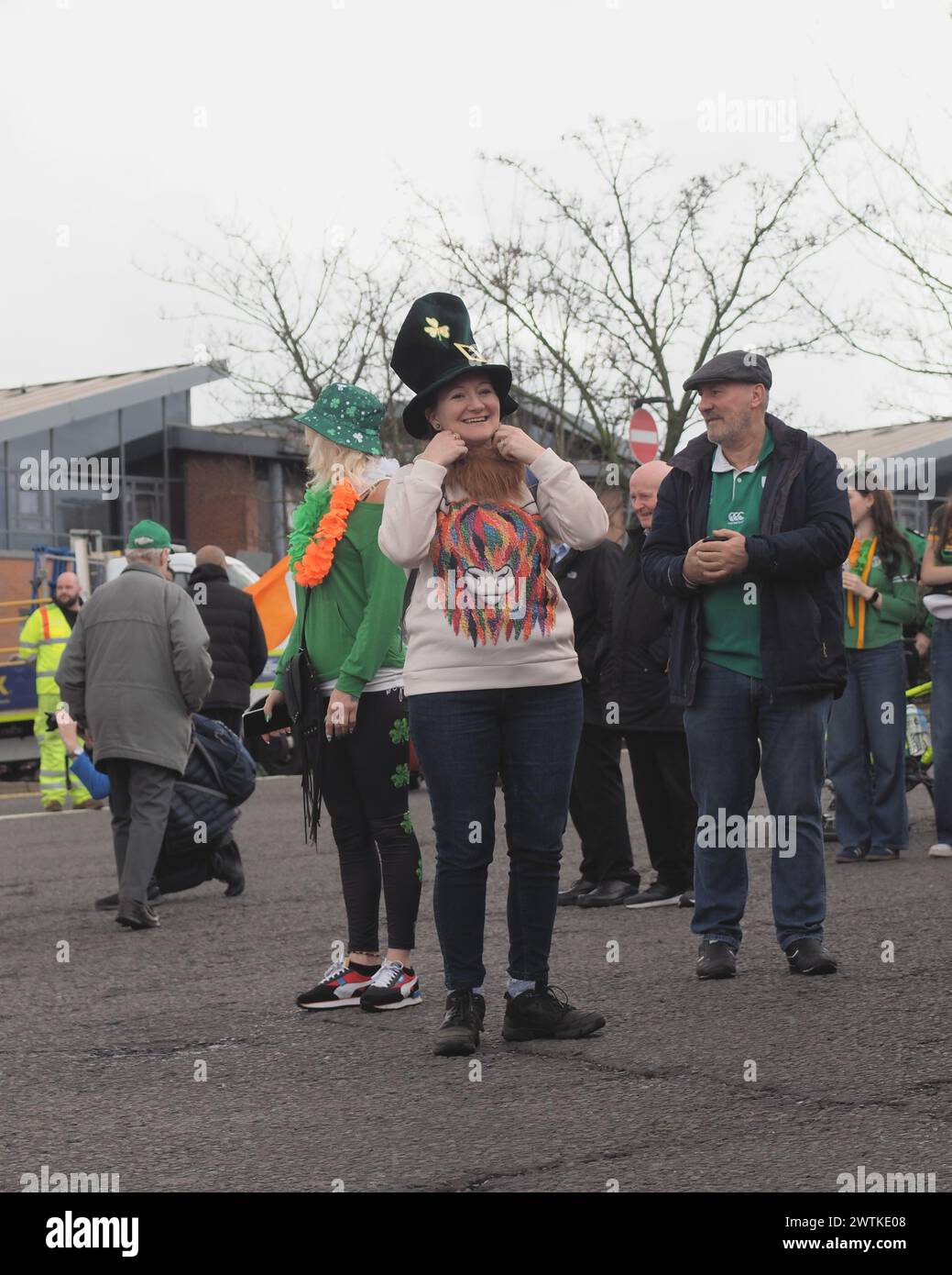 Birmingham, UK. 17th March, 2024. St Patrick's Day Parade 2024 makes a ...