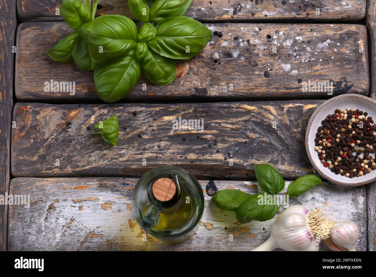 wooden food background with herbs and fresh vegetables Stock Photo - Alamy