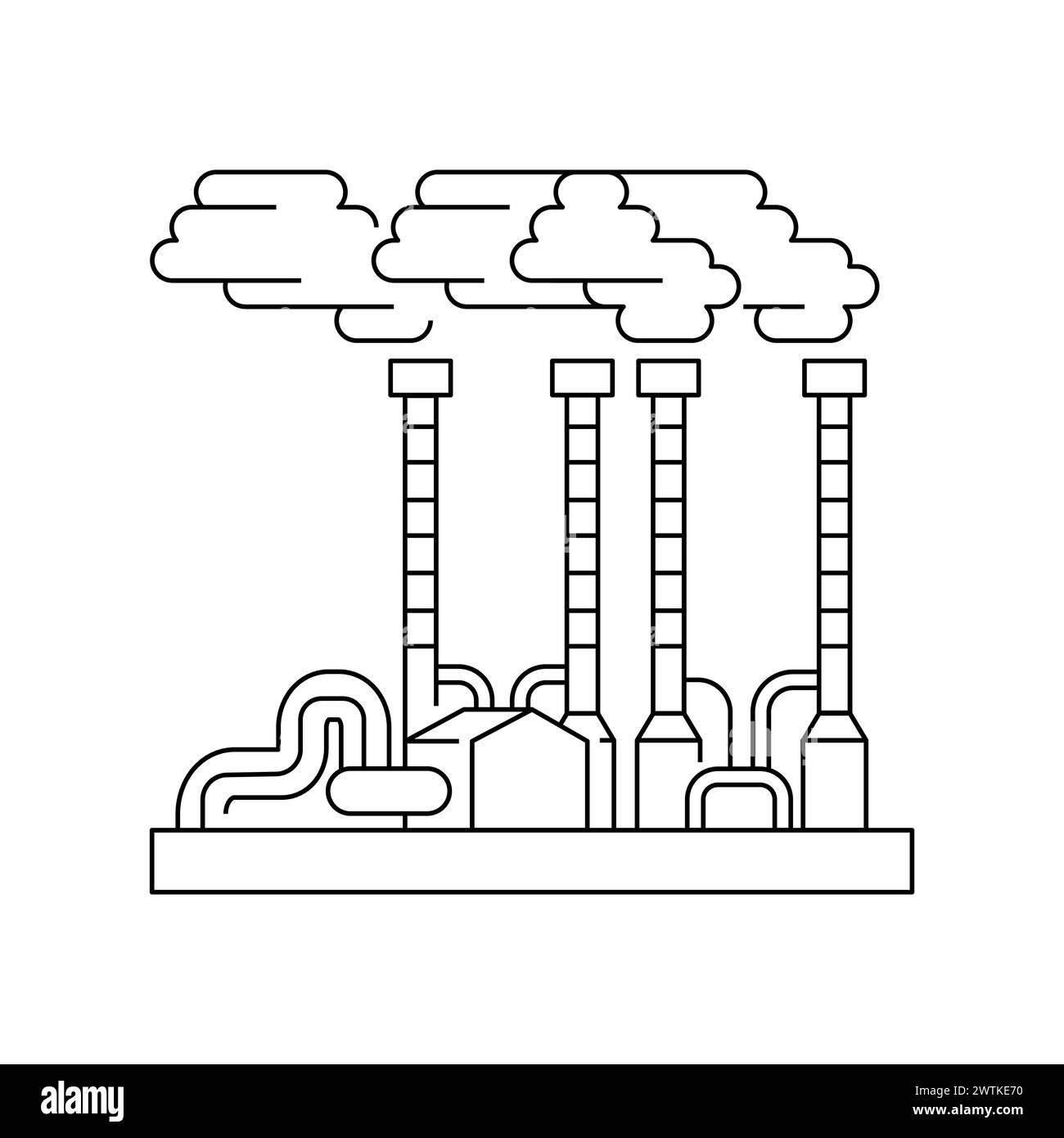 Geothermal power plant color line icon. Green generating industry ...