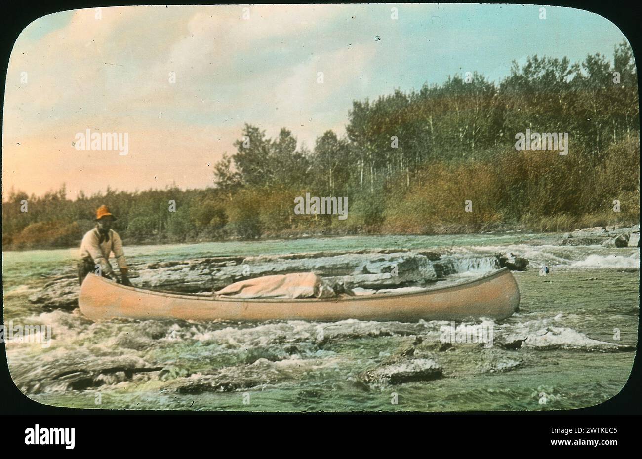 Transparency - Rapids at Sturgeon Weir River, SK, about 1900 Stock ...