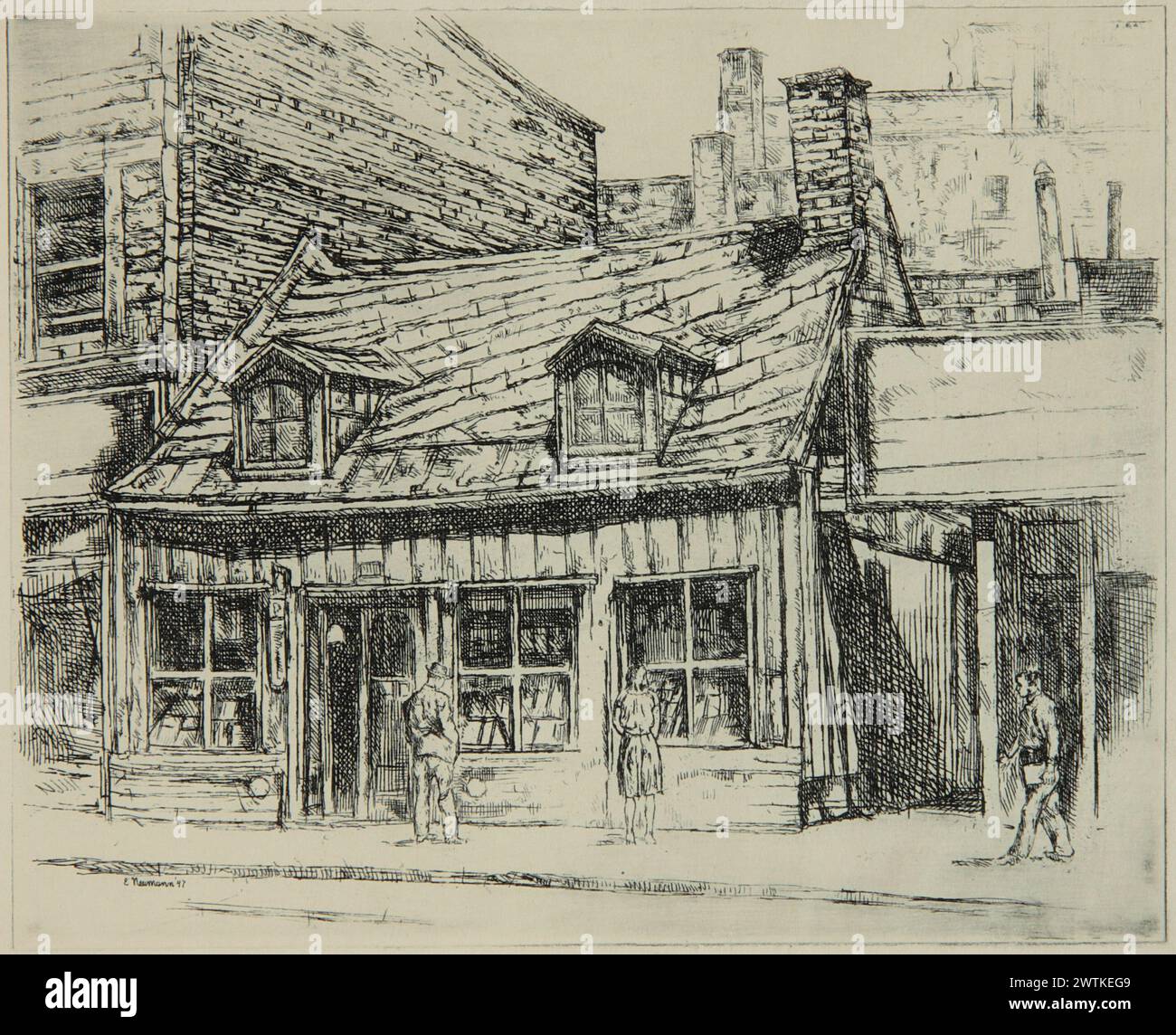 Etching - Milloy's Bookstore, St. Catherine Street, Montreal Ernst ...